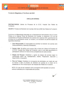 CIRCULAR INTERNA 27 ENERO 2021 - ESE Hospital San Rafael Fundación ESE ...